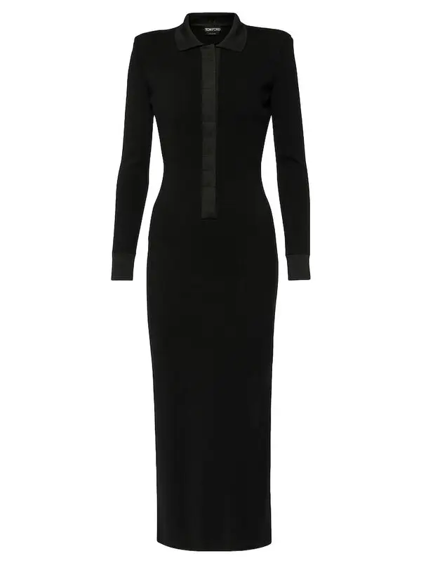 TOM FORD Wool And Silk-blend Maxi Dress - Black