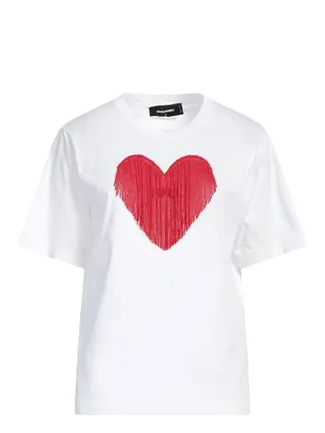 Dsquared2 Printed Jersey T-shirt With Beads - Off White