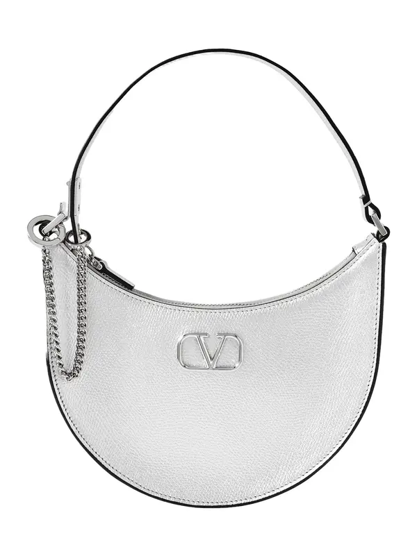 Valentino Garavani Vlogo Mini Metallic Shoulder Bag - Silver