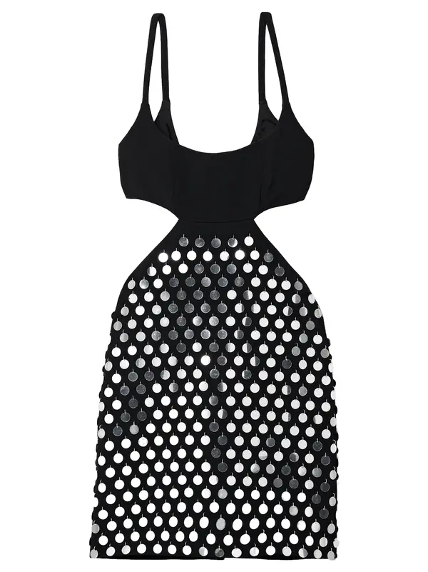 David Koma Cutout Paillette-embellished Cady Mini Dress - Black