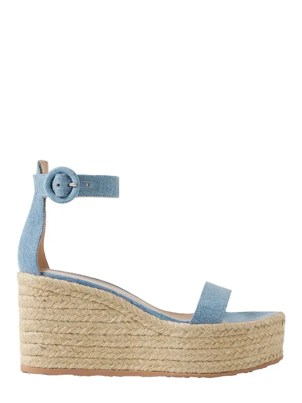 GIANVITO ROSSI 45 Denim Espadrille Wedge Sandals - Blue