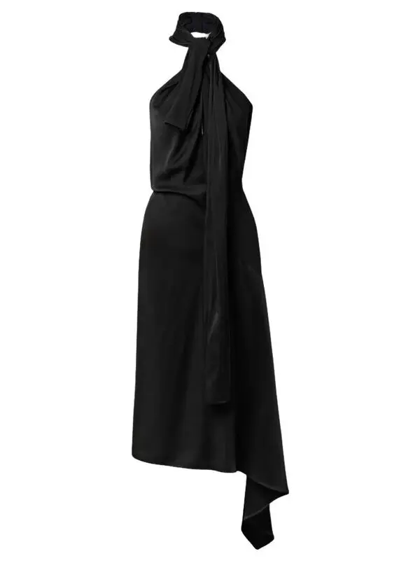 Givenchy Asymmetric Knotted Halterneck Midi Dress - Black