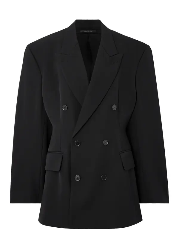 Balenciaga Barathea Grain De Poudre Wool Double-breasted Blazer - Black