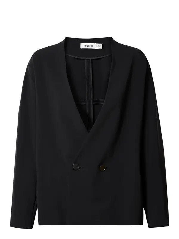 FFORME Velma Double-breasted Wool-blend Crepe Blazer - Black