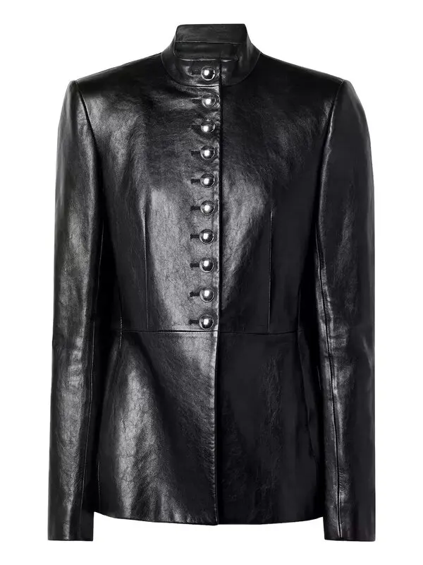 Khaite Samuel Paneled Leather Jacket - Black
