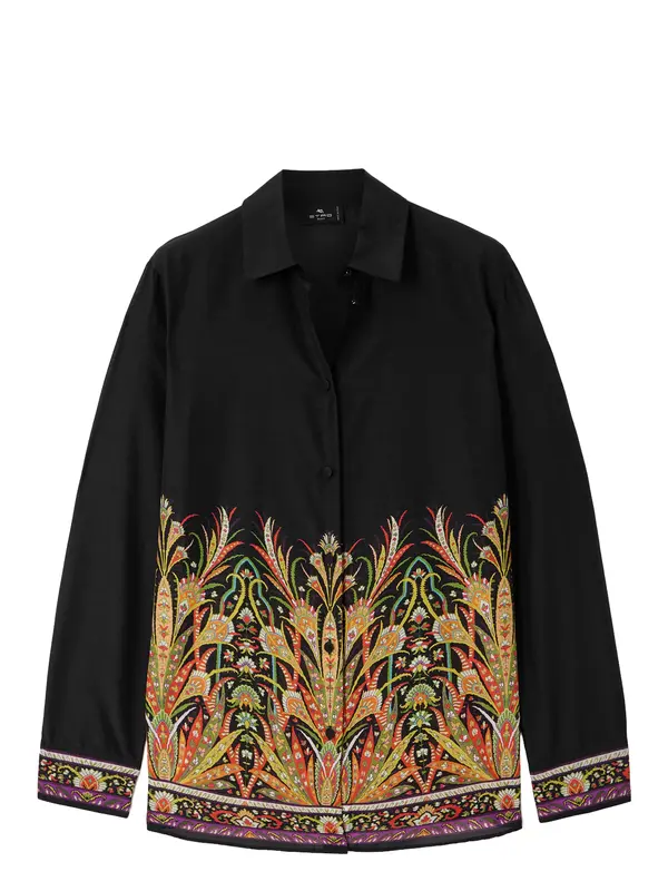 Etro Printed Cotton And Silk-blend Shirt - Black