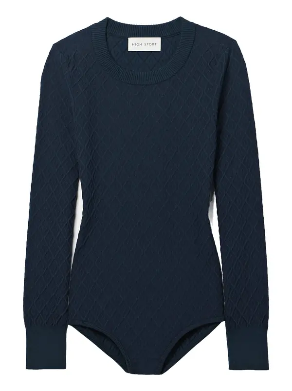 HIGH SPORT Stretch-cotton Jacquard-knit Bodysuit - Blue