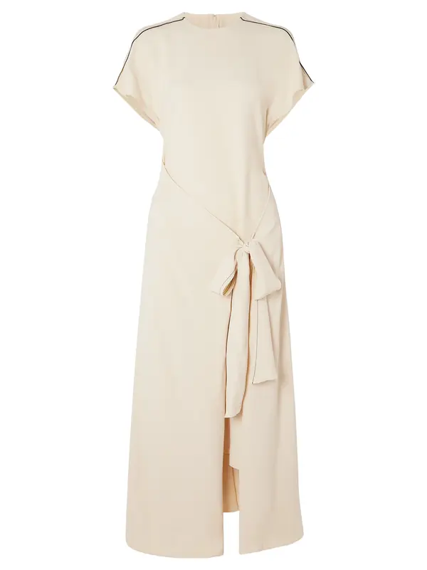 Victoria Beckham Asymmetric Tie-detailed Midi Dress - Cream