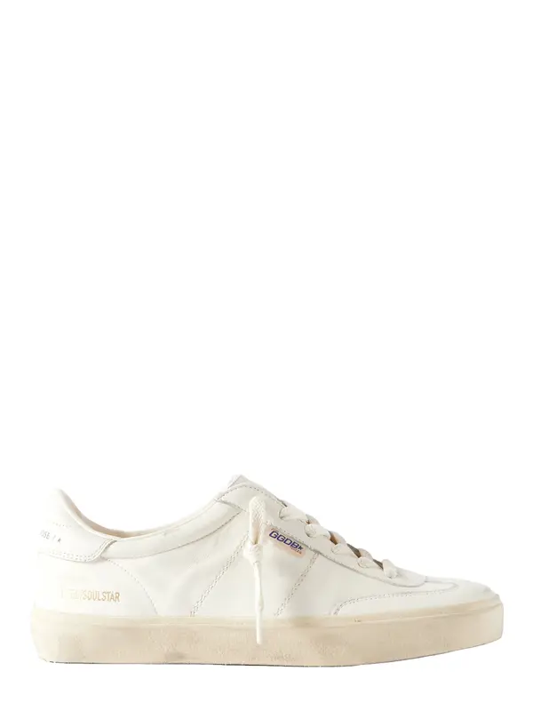 GOLDEN GOOSE Soul-star Logo-print Distressed Leather Sneakers - White