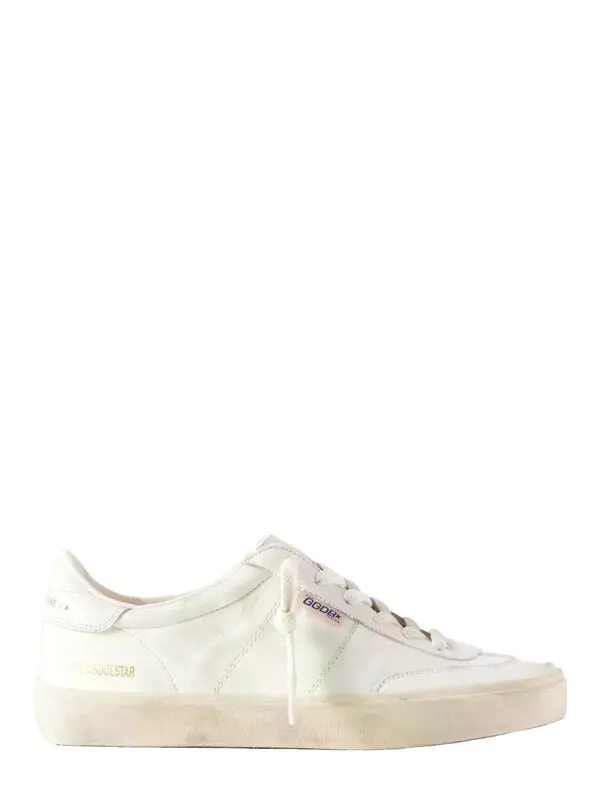 GOLDEN GOOSE Soul-star Logo-print Distressed Leather Sneakers - White