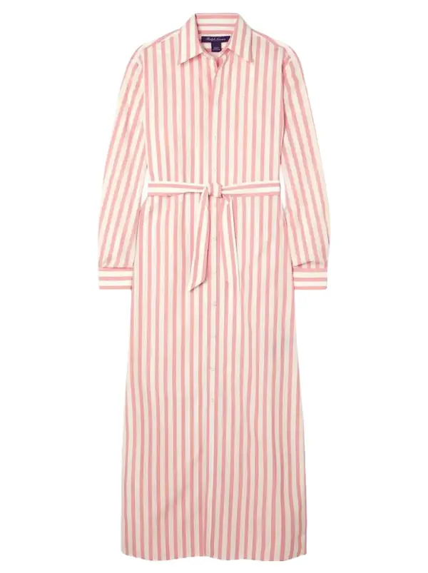 Ralph Lauren Ysabella Striped Maxi Shirt Dress - Pink