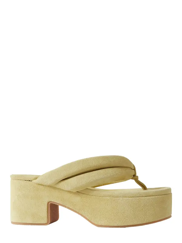 Dries Van Noten Suede Platform Sandals - Neutrals