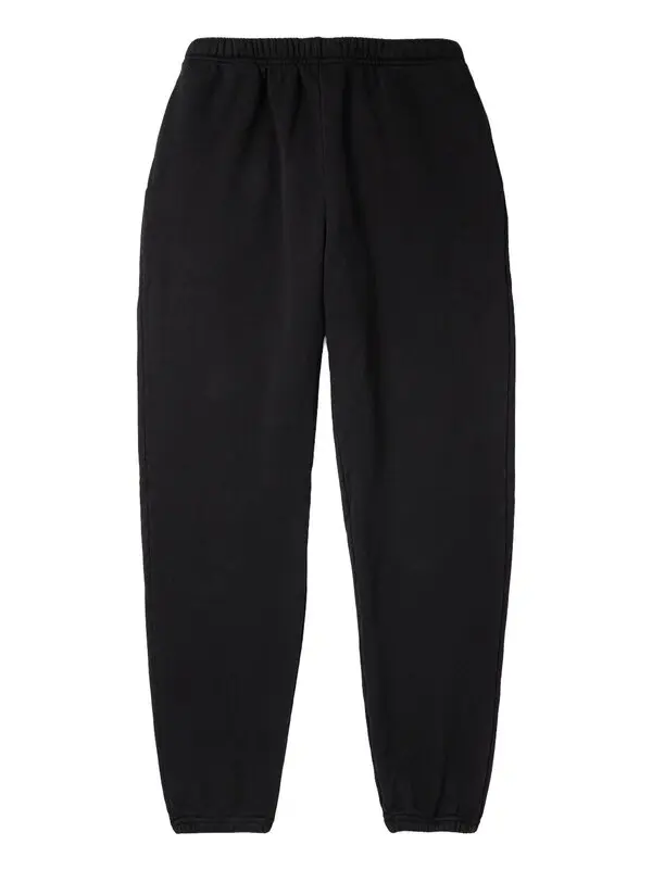 LES TIEN Tapered Garment-dyed Cotton-jersey Sweatpants - Black