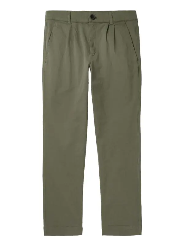 Mr P. Tapered Pleated Garment-dyed Cotton-blend Twill Trousers - Green