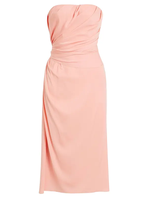 Dolce & Gabbana Strapless Draped Stretch-silk Midi Dress - Baby Pink