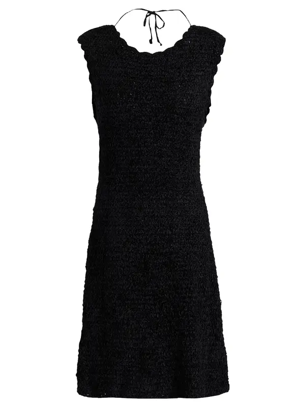 GANNI Open-back Crochet Mini Dress - Black