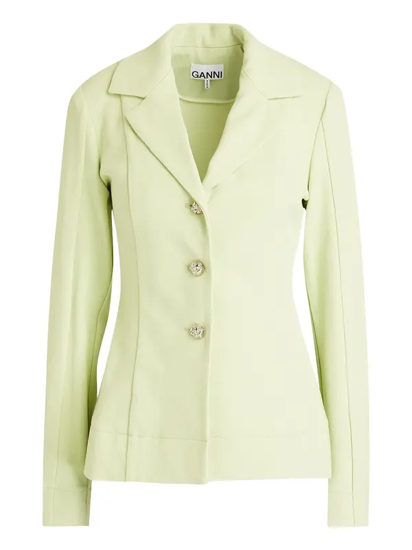 GANNI Twill Blazer - Light Green