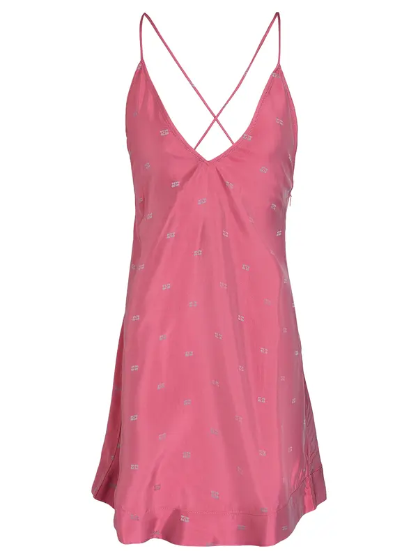 GANNI Jacquard Mini Slip Dress - Pink