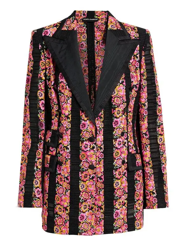 Dolce & Gabbana Double-breasted Embroidered Tulle Blazer - Pink