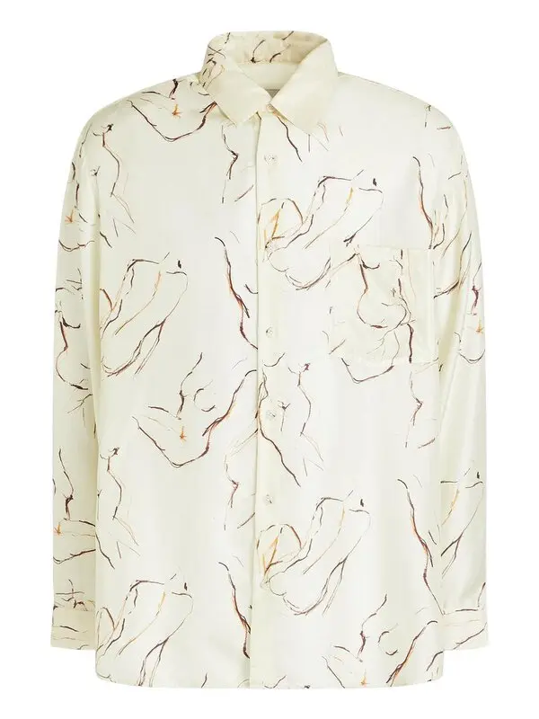 Nanushka Printed Silktwill Shirt - Cream