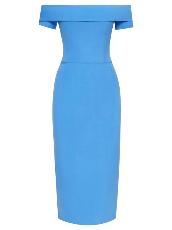 Oscar De La Renta Off-shoulder Draped Midi Dress - Blue