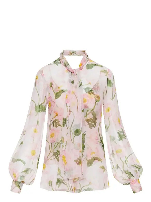 Oscar De La Renta Poppy-print Silk Shirt - Pink