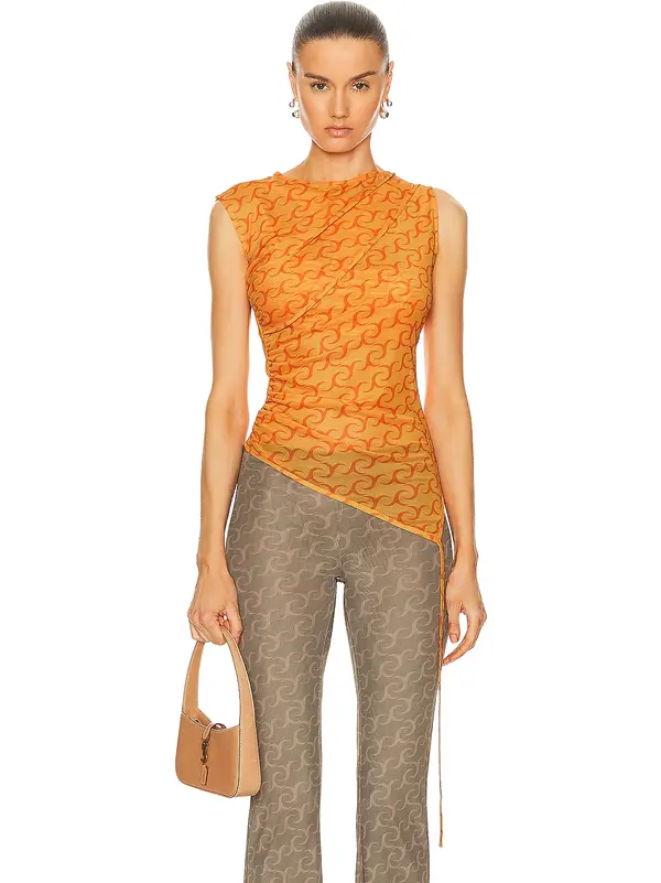 JADE CROPPER Layered Top - Logo Orange