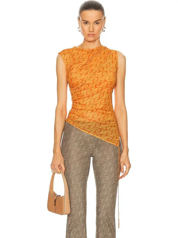 JADE CROPPER Layered Top - Logo Orange