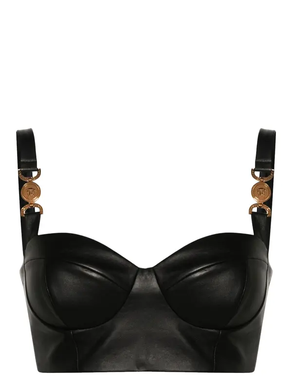 Versace Medusa '95 Leather Bustier Top - Black