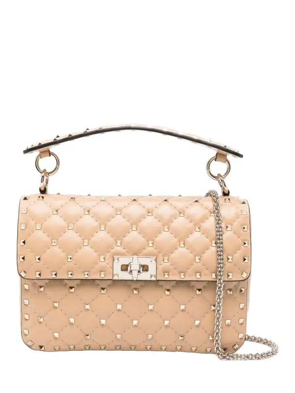 Valentino Garavani Rockstud Leather Top Handle Bag - Neutrals