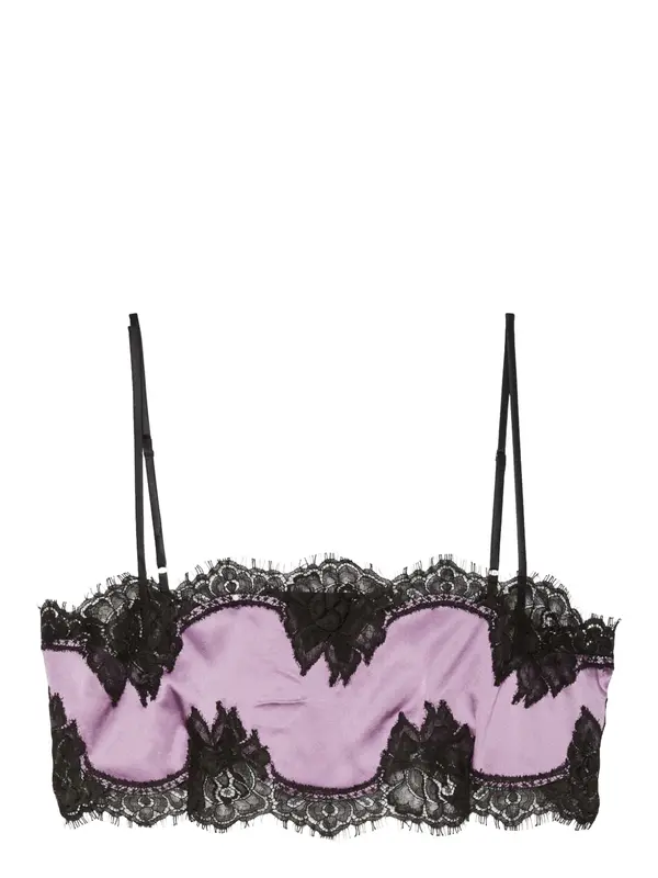 FLEUR DU MAL Lace-trimmed Bandeau Top - Purple
