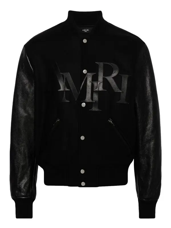 Amiri Staggered Logo Varsity Jacket - Black