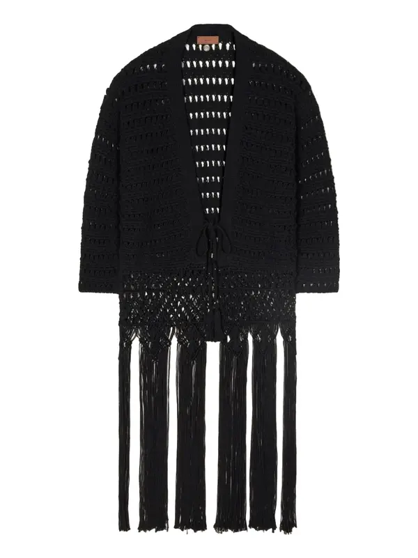 Alanui Love Letter To India Fringed Cardigan - Black