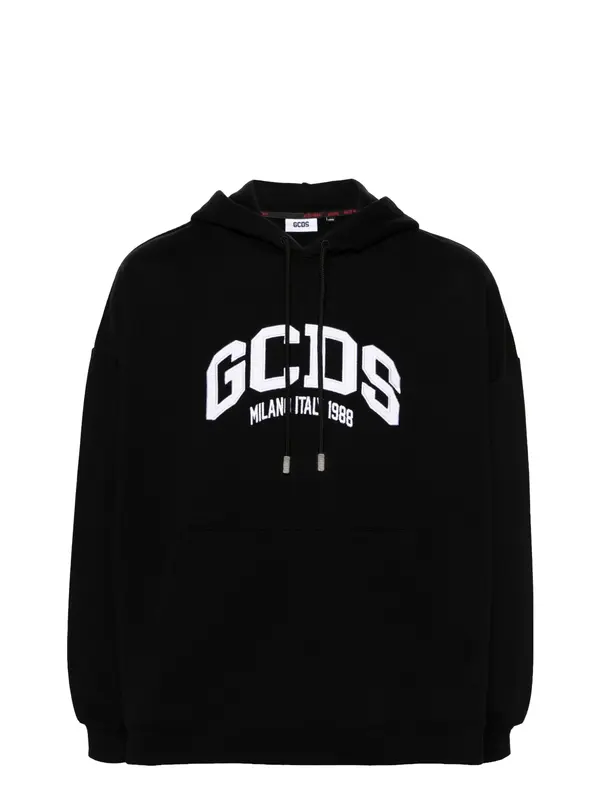 Gcds Logo-embroidered Hoodie - Black