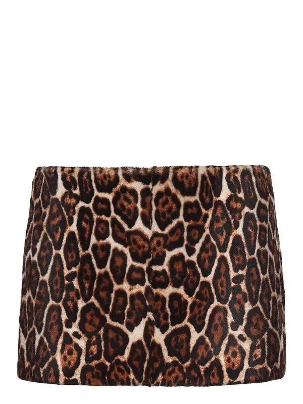 Prada Animal-print Shearling Miniskirt - Brown