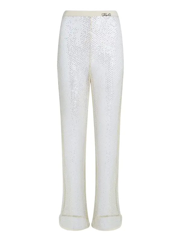 Karl Lagerfeld Sequinned Mesh Trousers - Neutrals