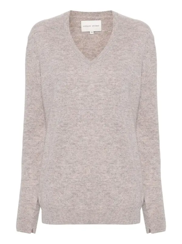 Loulou De Saison Serafini V-neck Cashmere Jumper - Neutrals