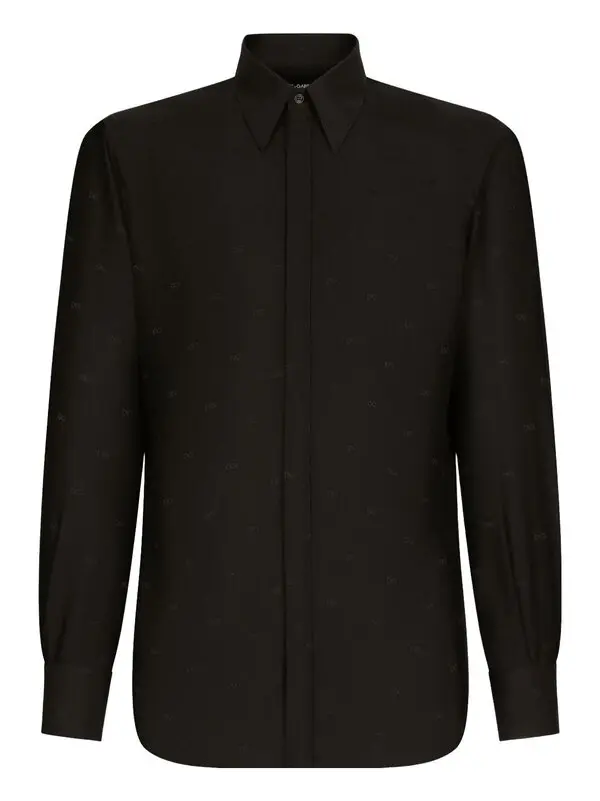 Dolce & Gabbana Logo-print Silk Shirt - Black