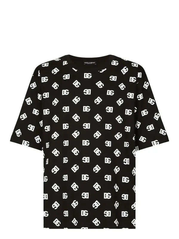 Dolce & Gabbana Monogram-print Cotton T-shirt - Black