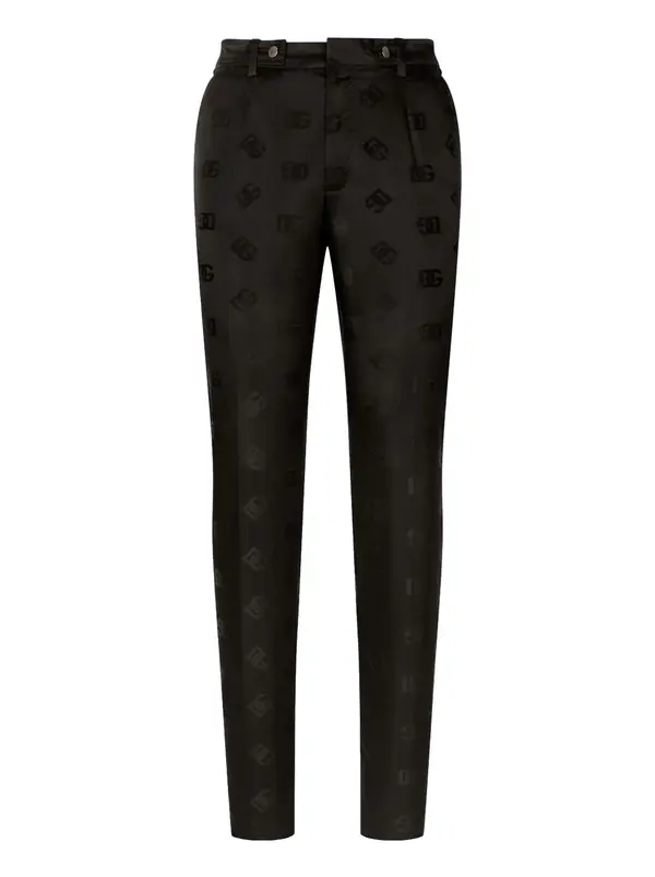 Dolce & Gabbana Monogram-jacquard Trousers - Black
