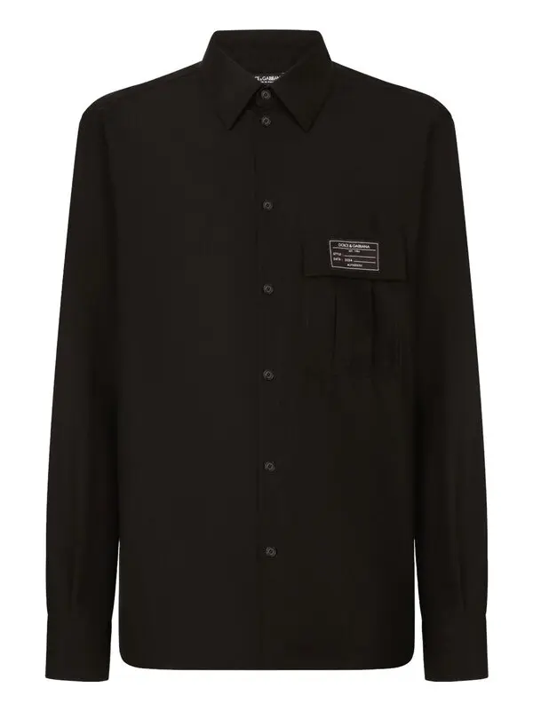 Dolce & Gabbana Logo-patch Cotton Shirt - Black