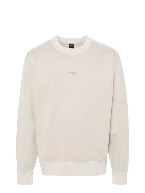 BOSS Logo-appliqué Cotton Sweatshirt - Neutrals