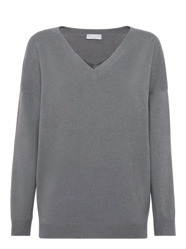 Brunello Cucinelli Monili Cashmere Jumper - Grey