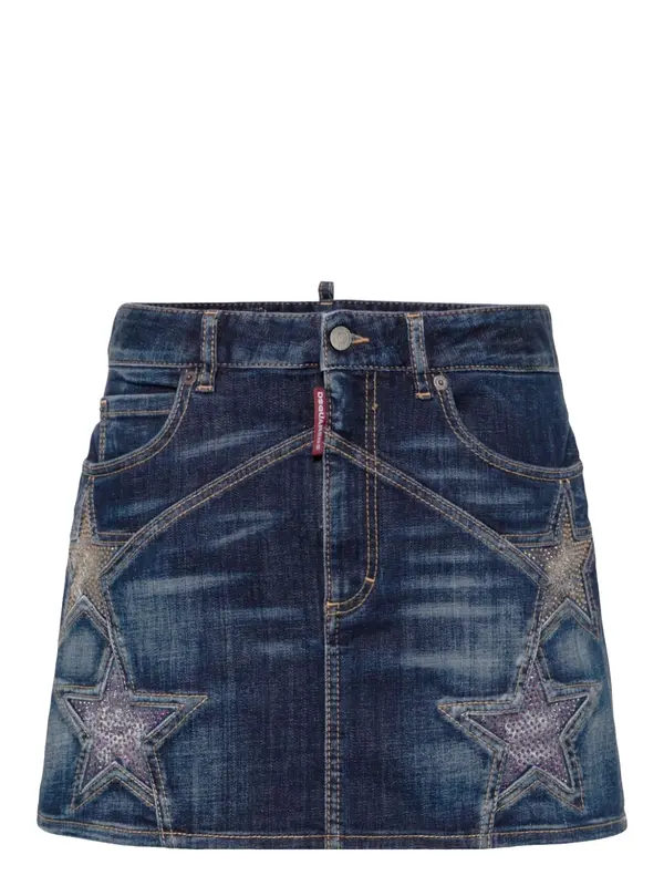Dsquared2 Star-studded Denim Miniskirt - Blue