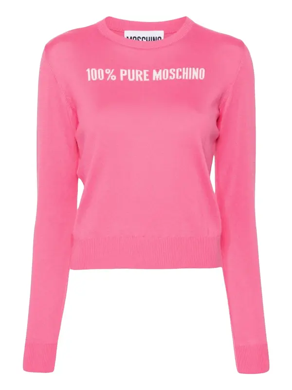 Moschino Slogan Intarsia-knit Jumper - Pink