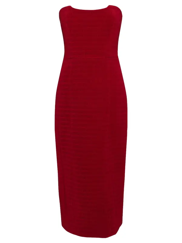 EMILIA WICKSTEAD Ryder Plissé Midi Dress - Red