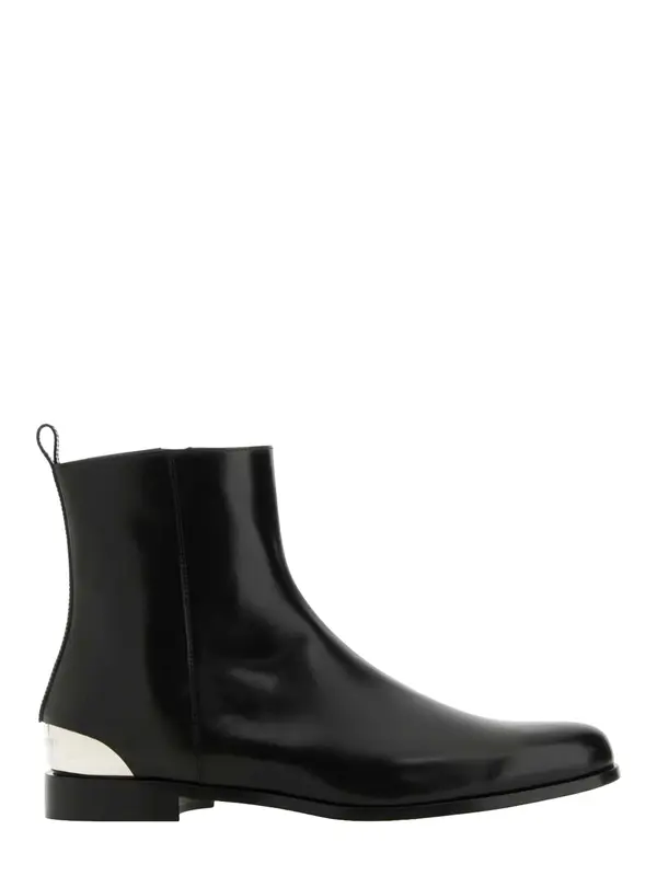 Alexander McQueen Metal-heel Leather Boots - Black