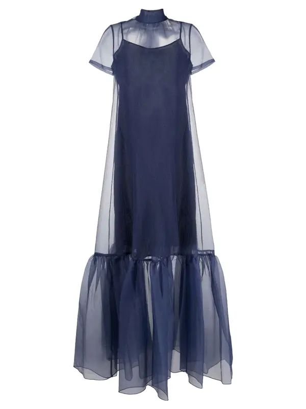 Staud Calunna Organza Maxi Dress - Blue