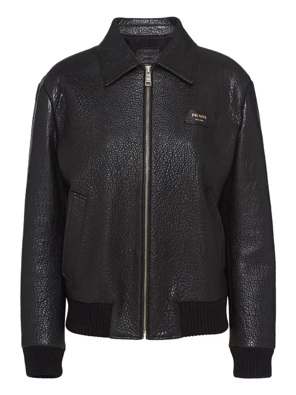 Prada Crocodile-embossed Leather Jacket - Black