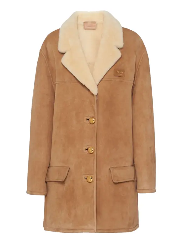 Prada - Prada Shearling-Trim Suede Coat